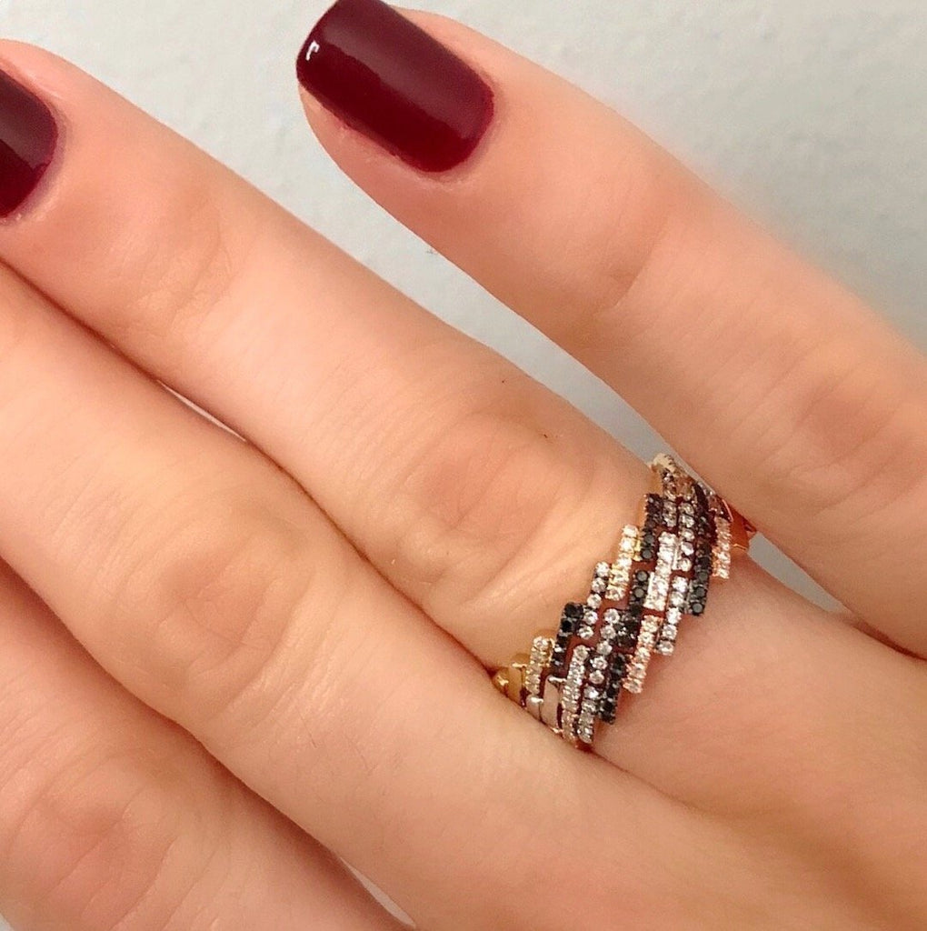 14KT Rose Gold Slanted Bar Ring | Harrisons Collection Fine Jewelry